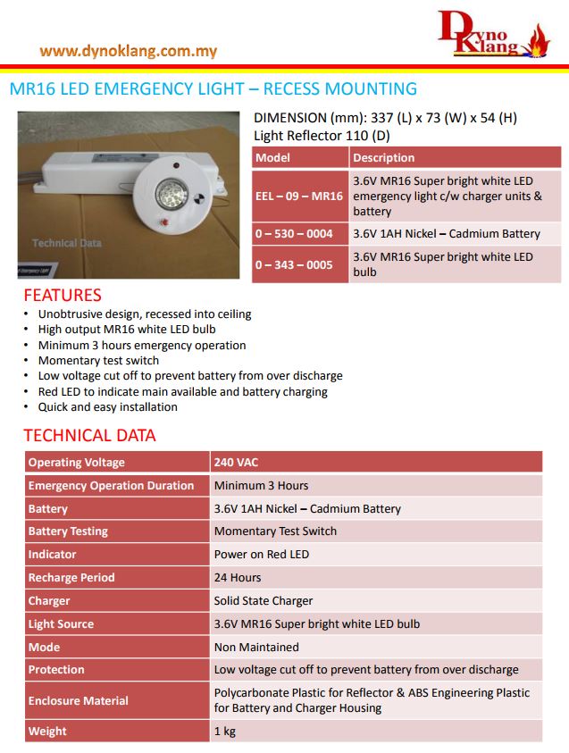 EMERGENCY LIGHT (DYNO KLANG) Supplier in Malaysia- Price & Review